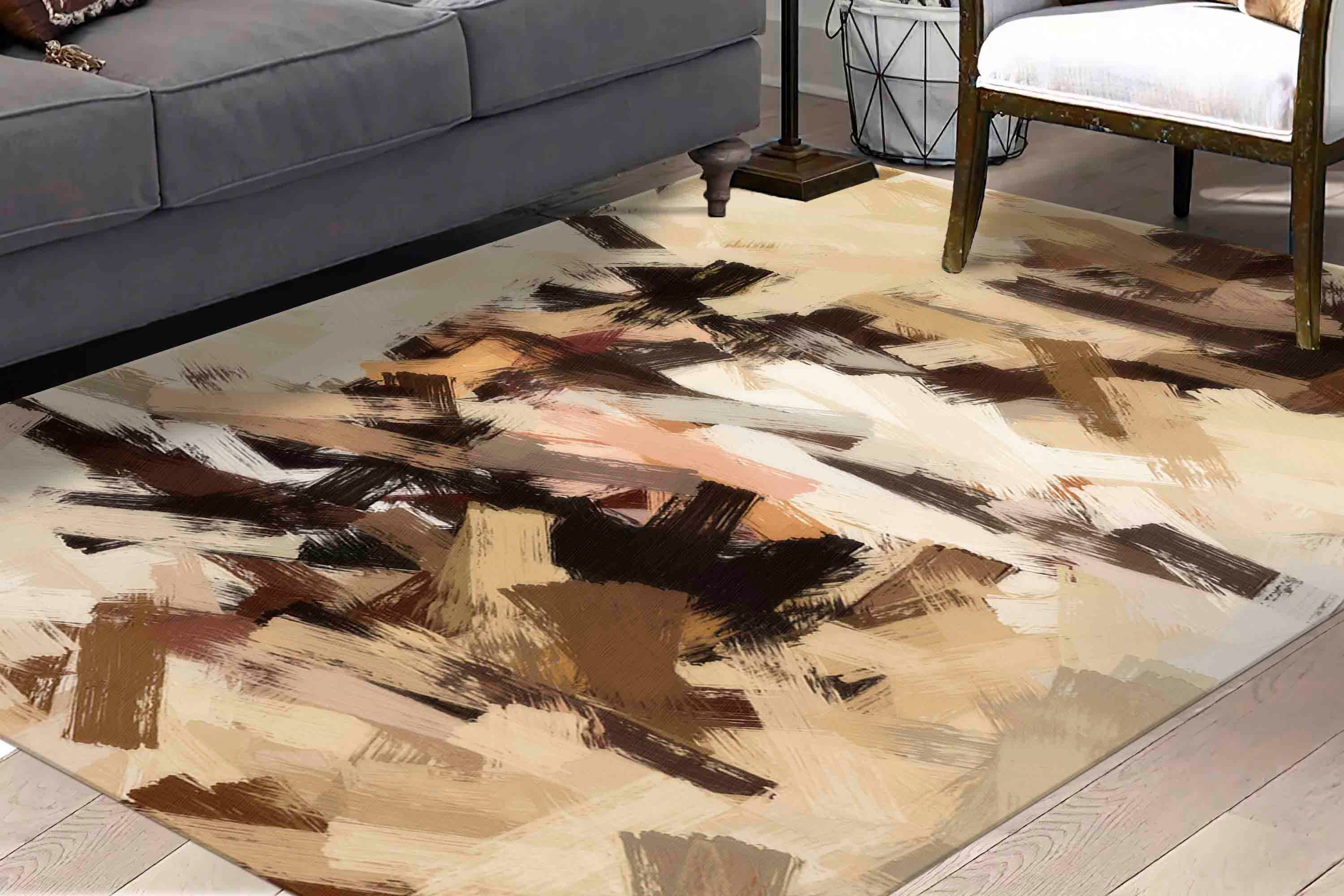 Contemporary Rugs, Living Room Rug, Modern Rugs, Brown Tones Abstract ...