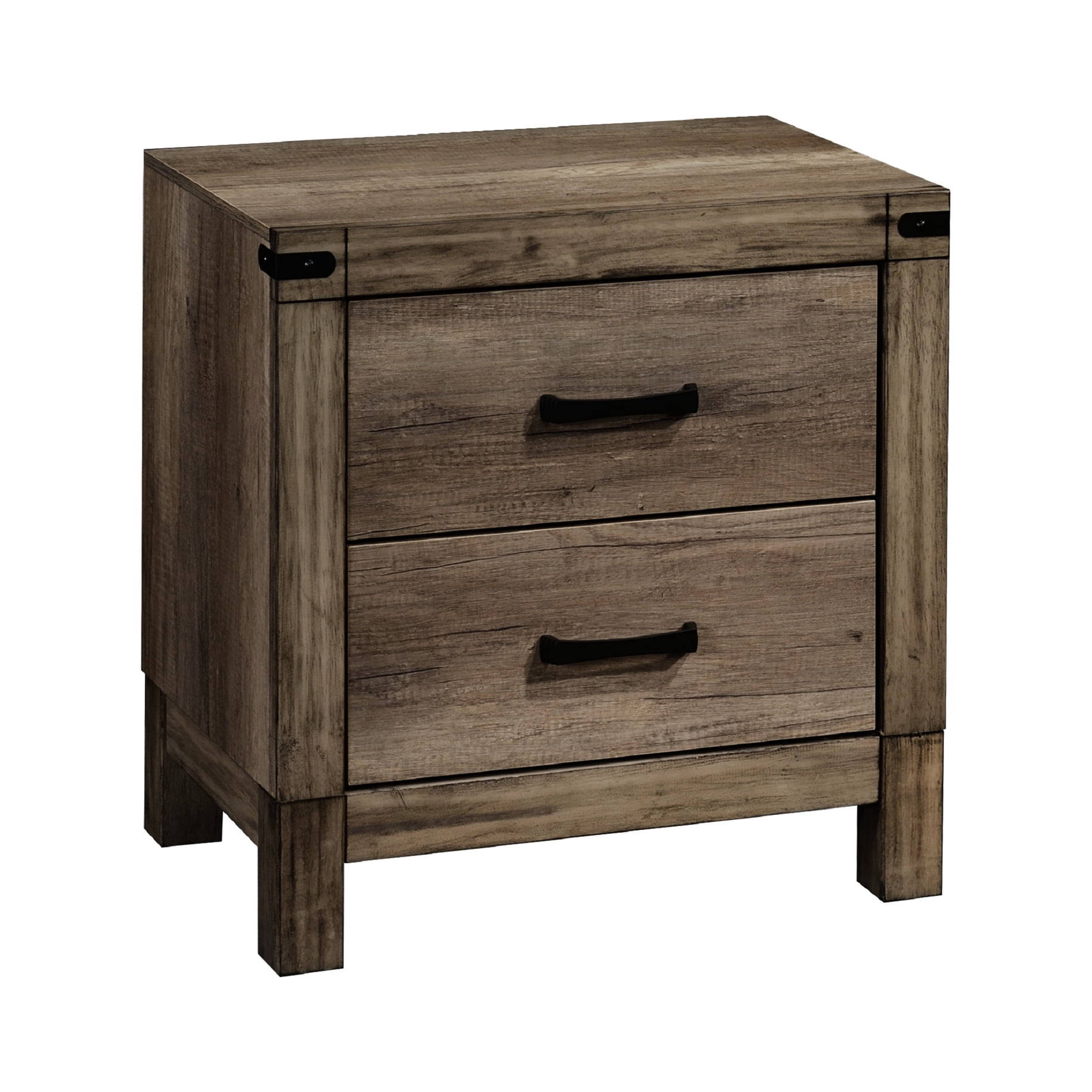 Contemporary Rustic Nightstand - 2 Drawer Solid Wood Bedroom Furniture ...