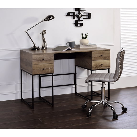 Contemporary Rustic Oak Writing Desk With And Abundant Storage Computer ...
