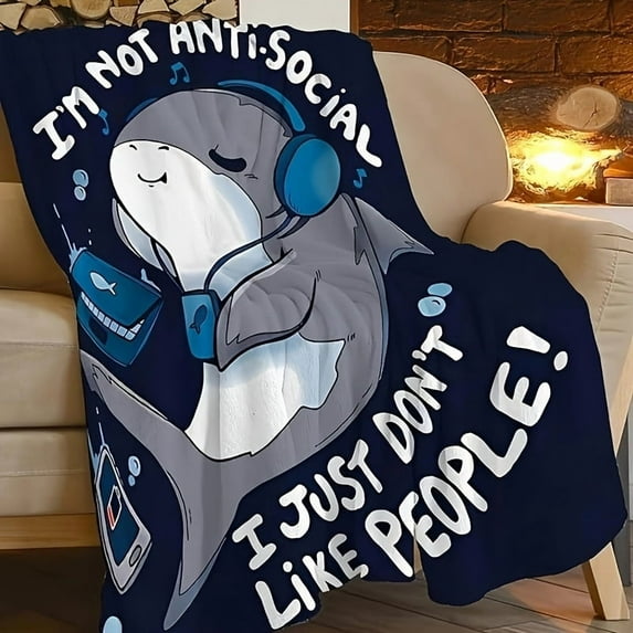 Contemporary Shark Throw Blanket with Humorous Saying - Ultra-Soft ...