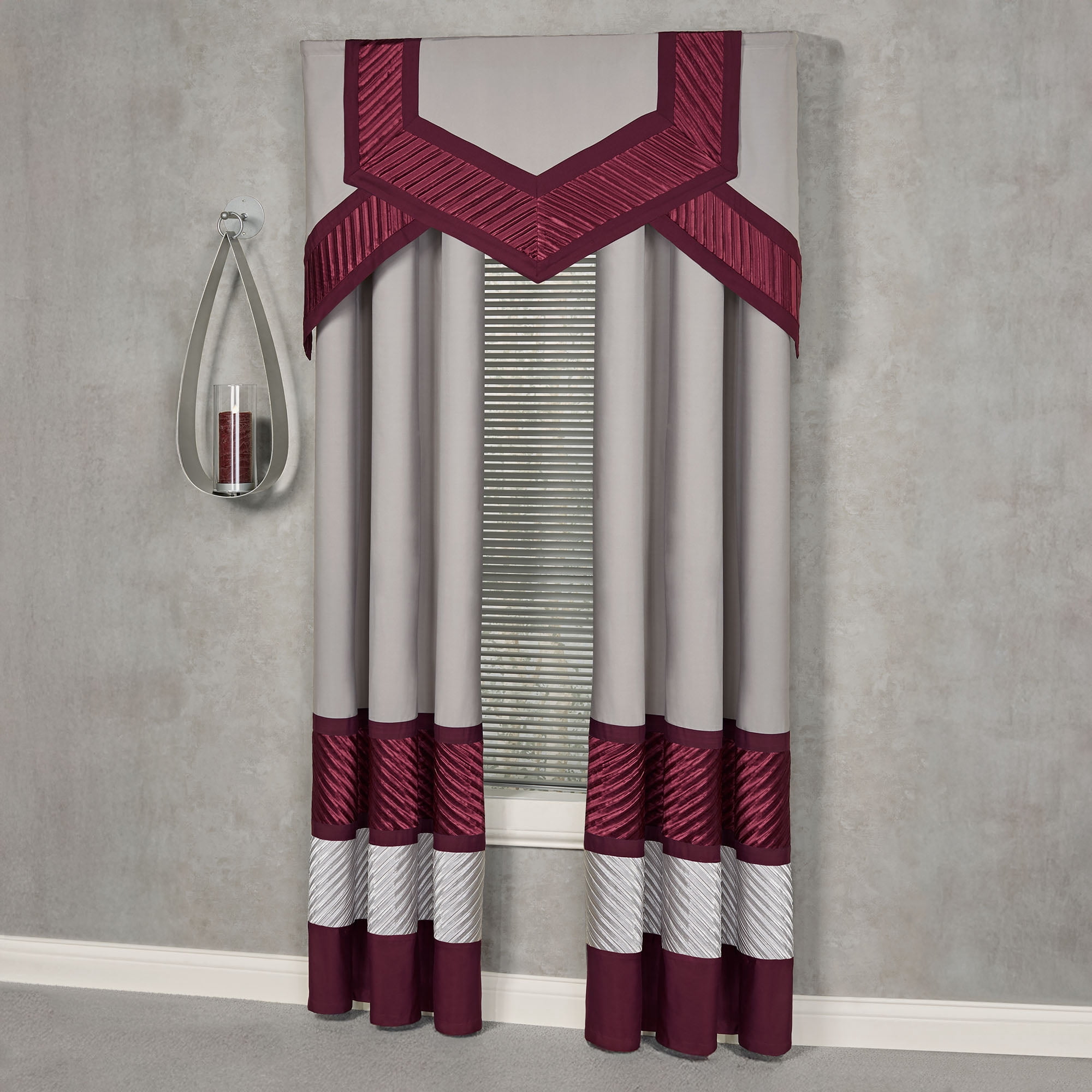 Contemporary Sigma Pleated Polyester Window Treatment, Cornice Valances ...