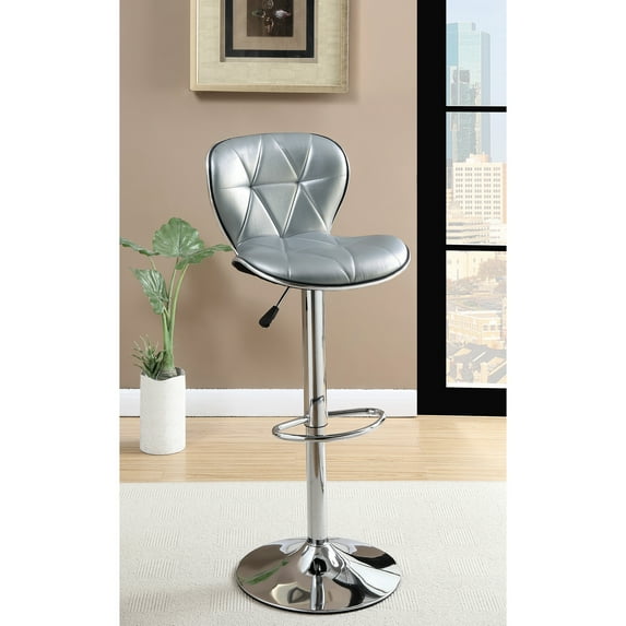 Contemporary Silver Grey Stools - Adjustable Height With Faux Leather ...