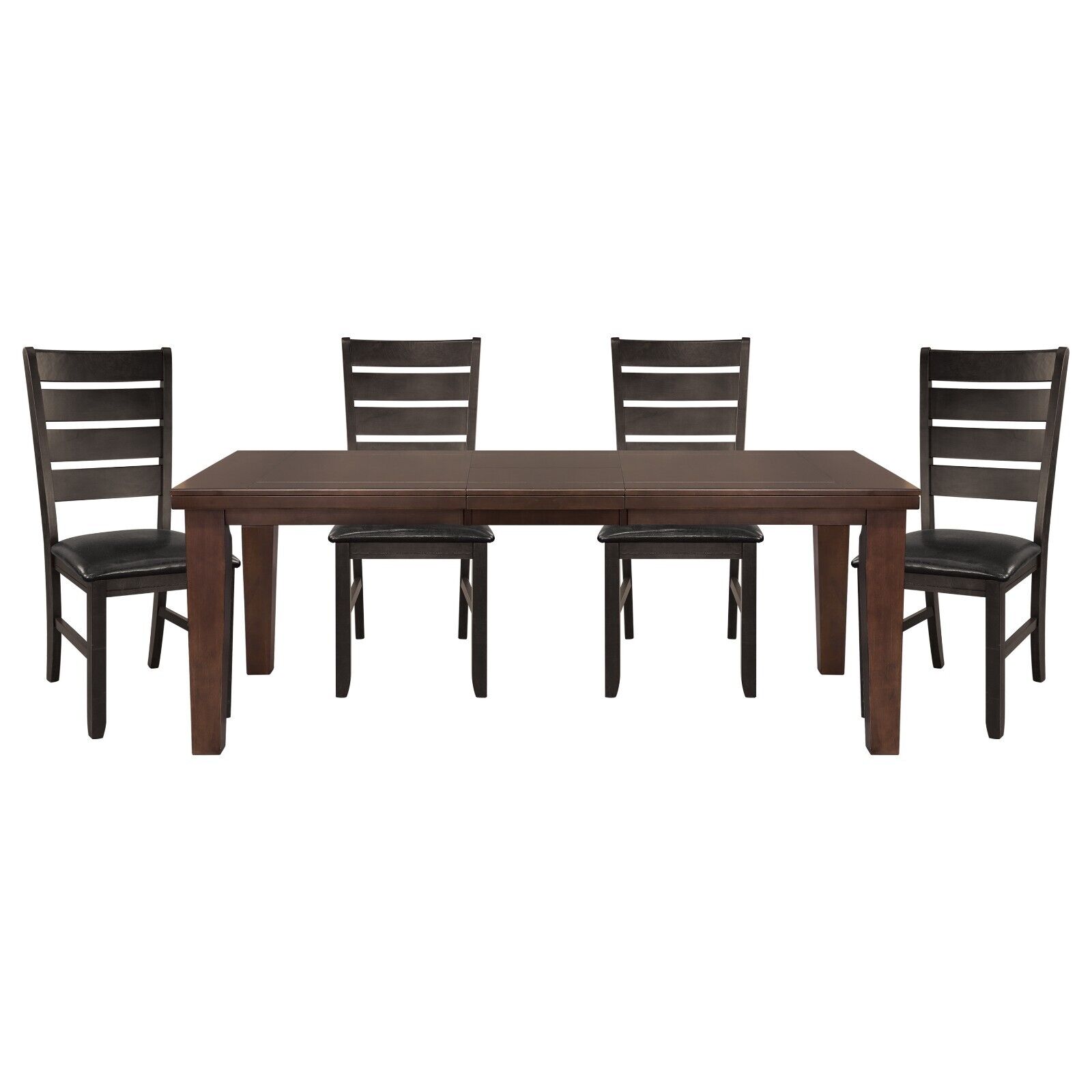 Contemporary Solid Clean Lines Dining 5pc Set Table with Self-Storing ...