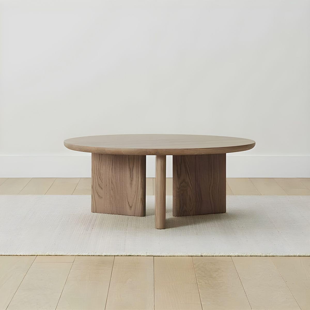 Contemporary Solid Wood Round Coffee Table - Abstract Nordic Ash Wood ...