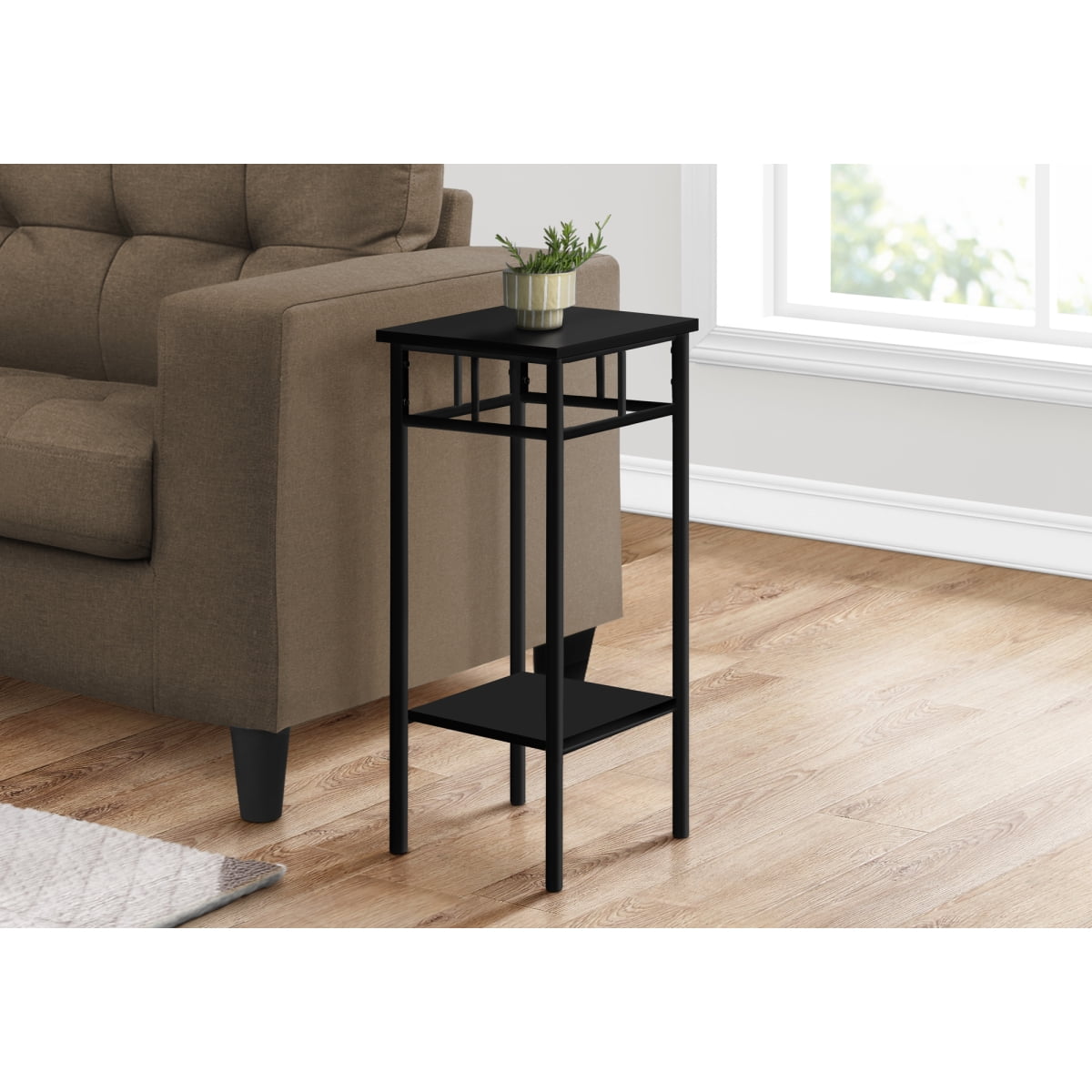 Contemporary Square Accent Table Black Laminate & Black Metal Side End ...