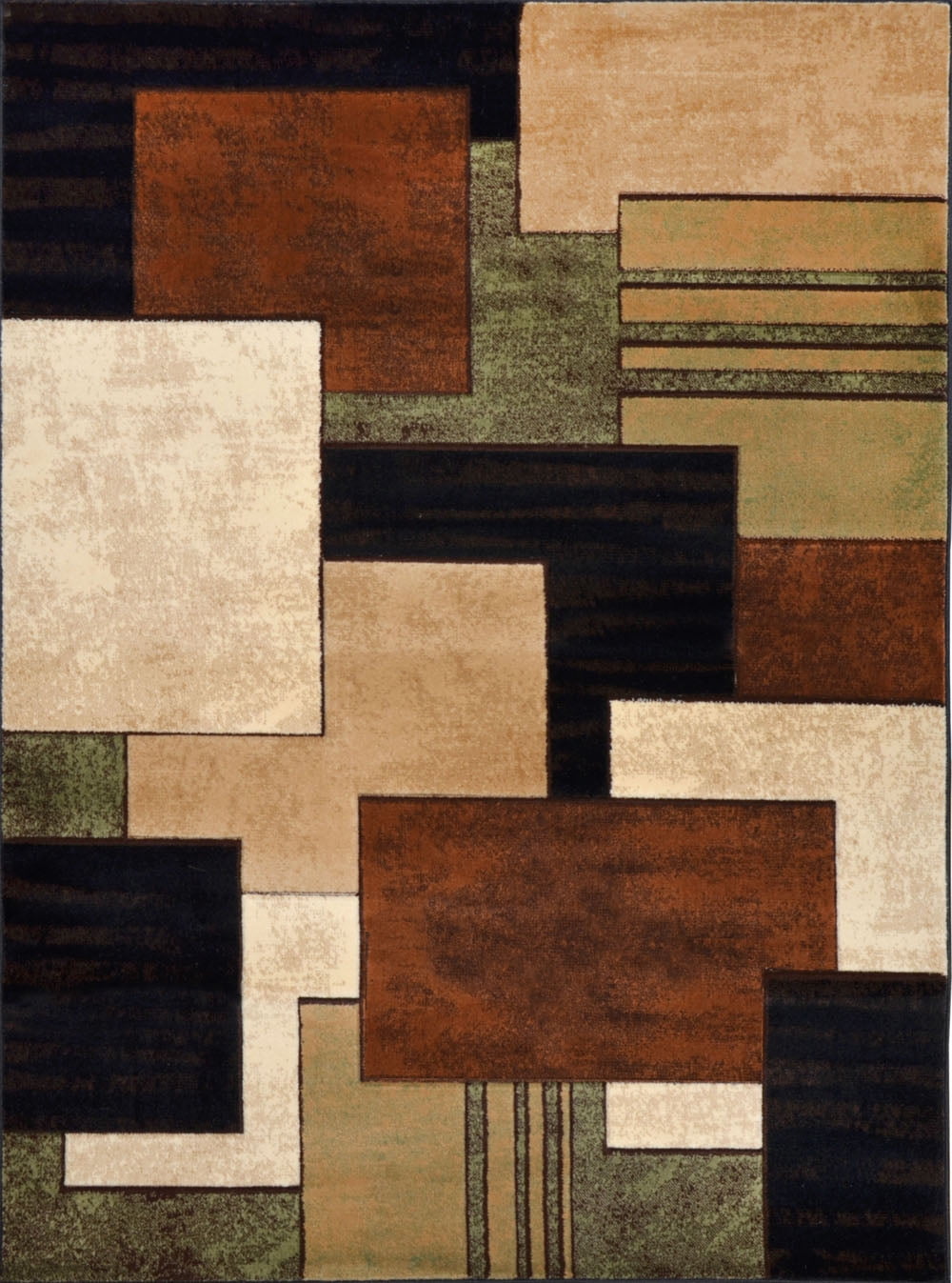 Contemporary Squares Brown Area Rug 5x7 Modern Multi Blocks - Actual 5 ...
