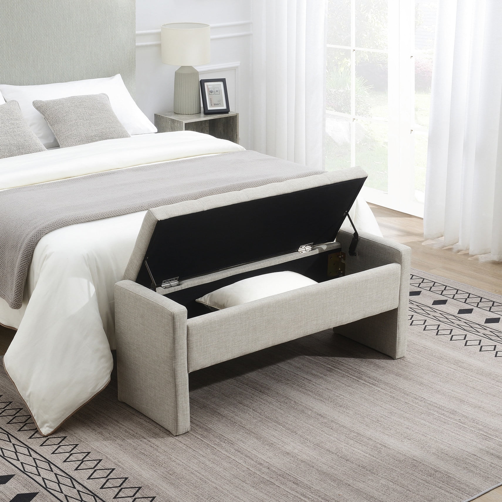 Contemporary Storage Bench for Bed End | Ideal for Vanity, Foot Rest in ...