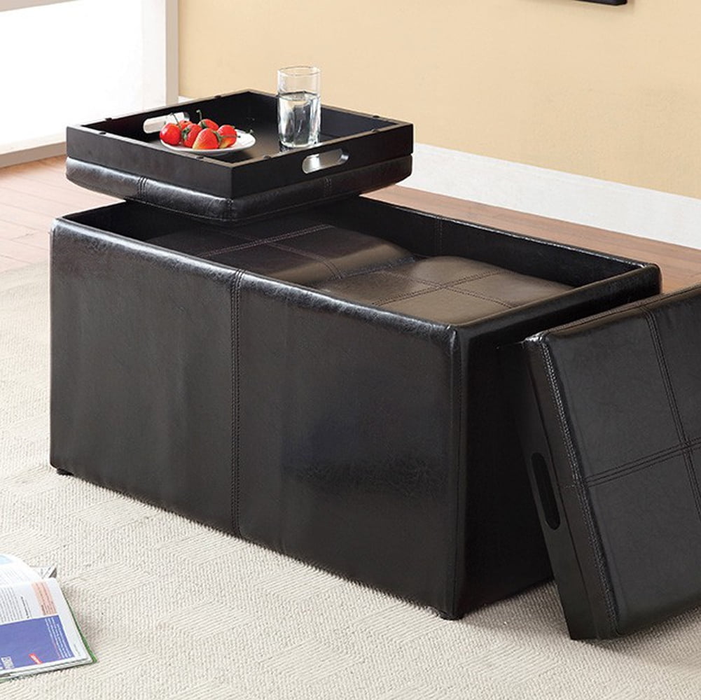 Visp Contemporary Visp Storage Ottoman With 2 Cubes & Trays - Walmart.com