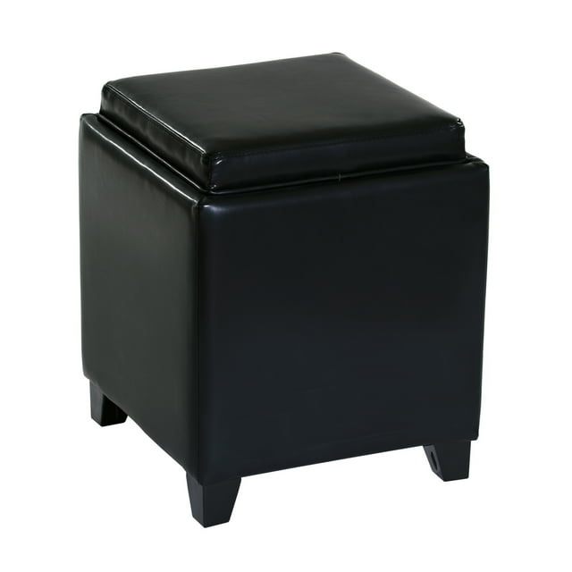 Contemporary Storage Ottoman with Tray, Multiple Colors - Walmart.com