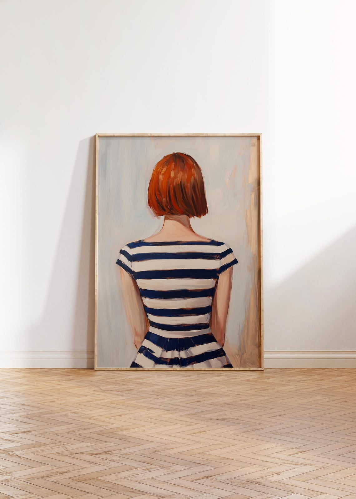 Contemporary Striped Wall Art, Woman Female Decor, Colorful Art Print ...