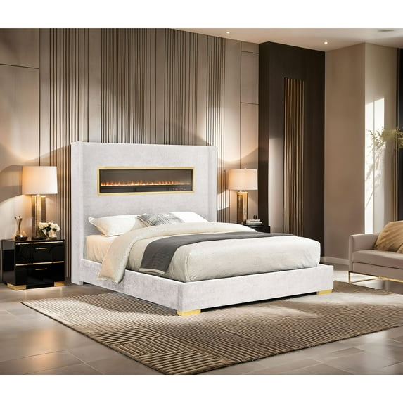 Contemporary Style 1pc Eastern King Size Bed Stainless Steel BedFrame ...