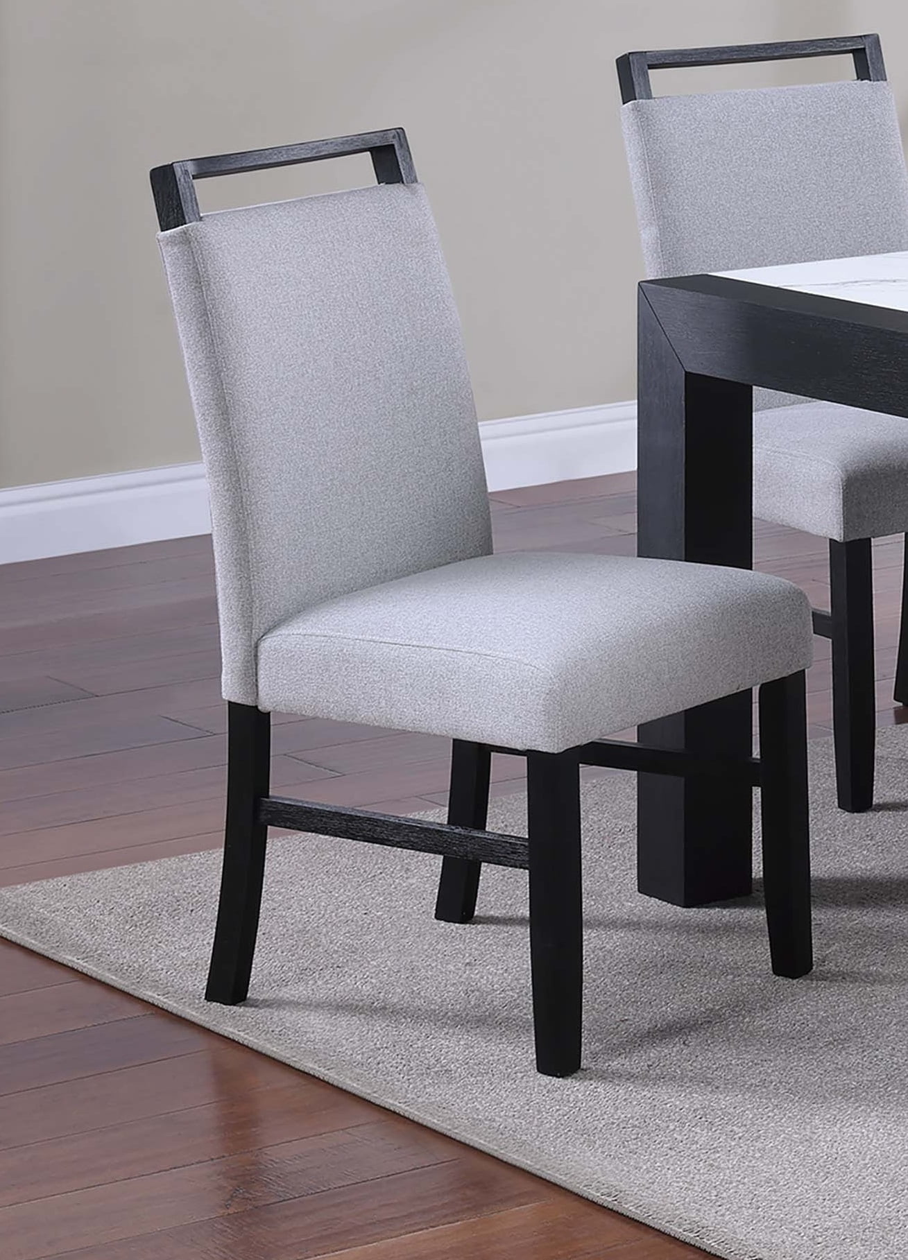 Contemporary Style 2pc Dining Chairs w Wooden handle Upper back Rest ...