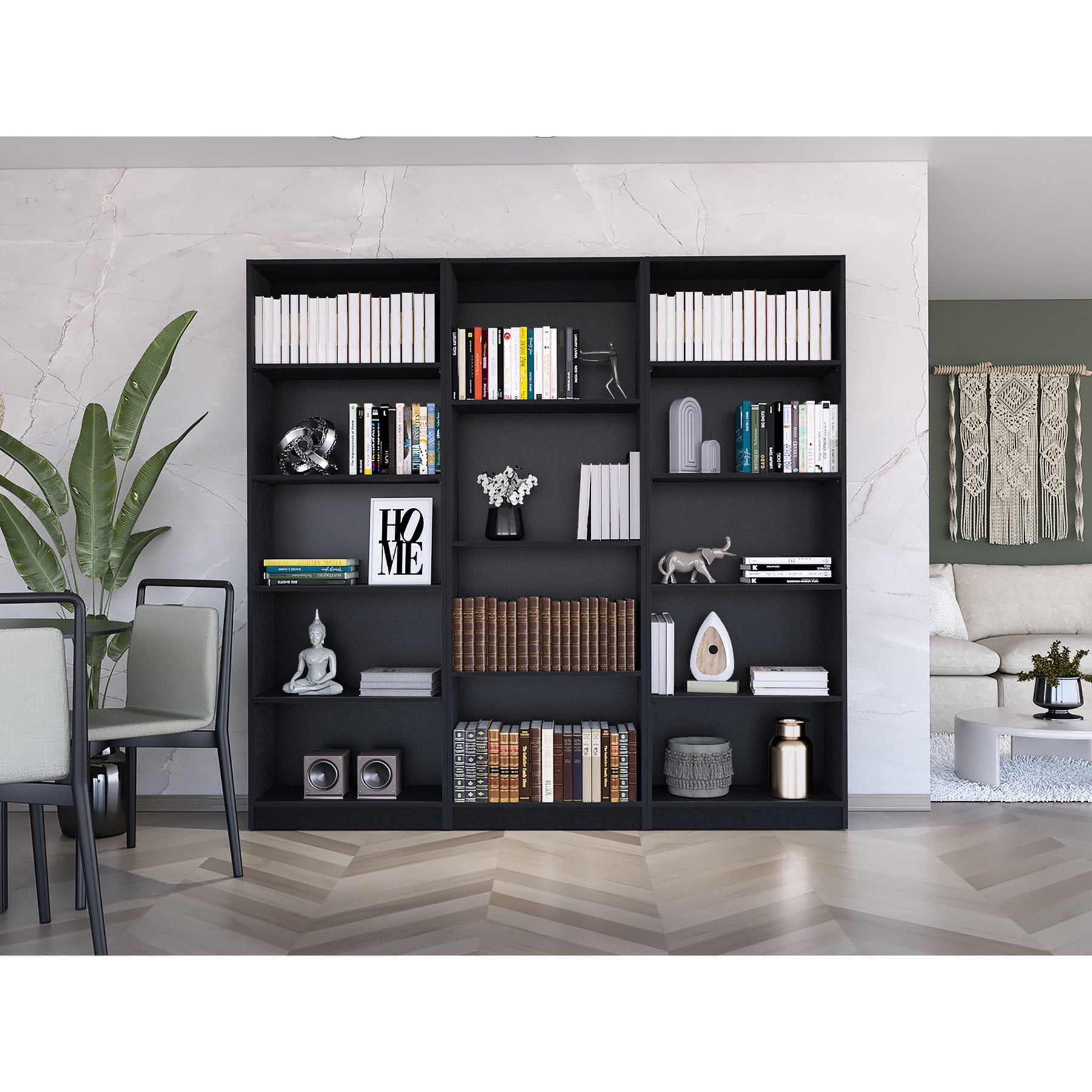 Contemporary Style Bookcase Set | Clutter-free Living, Multiple Shelves ...