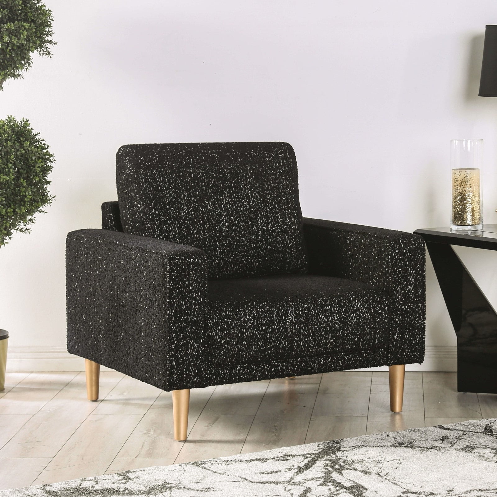 Contemporary Style Chair High Density Foam Track Arms Wooden Legs Welt ...