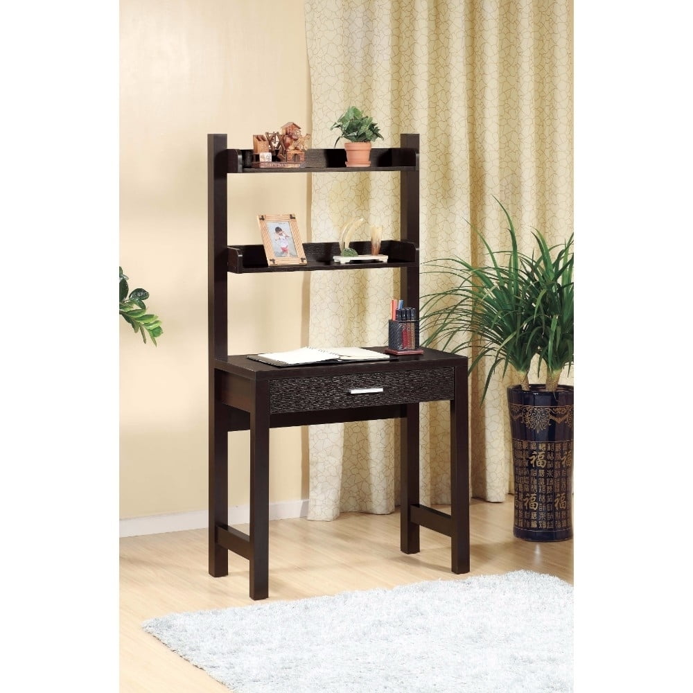 Contemporary Style Desk With 2 Shelves Dark Brown - Saltoro Sherpi ...