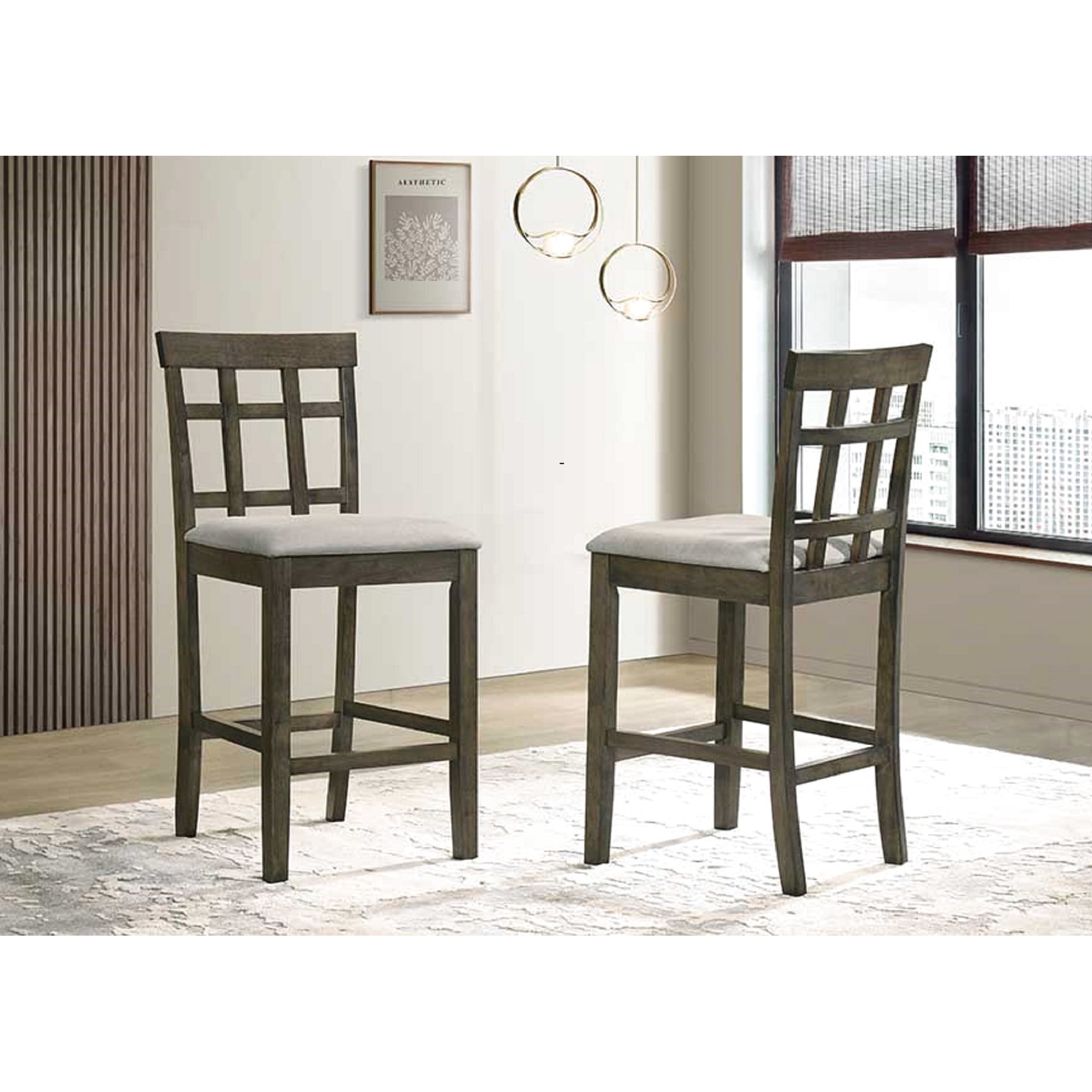 Contemporary Style Dining Chairs | Upholstered Seats in Gray | Wood ...