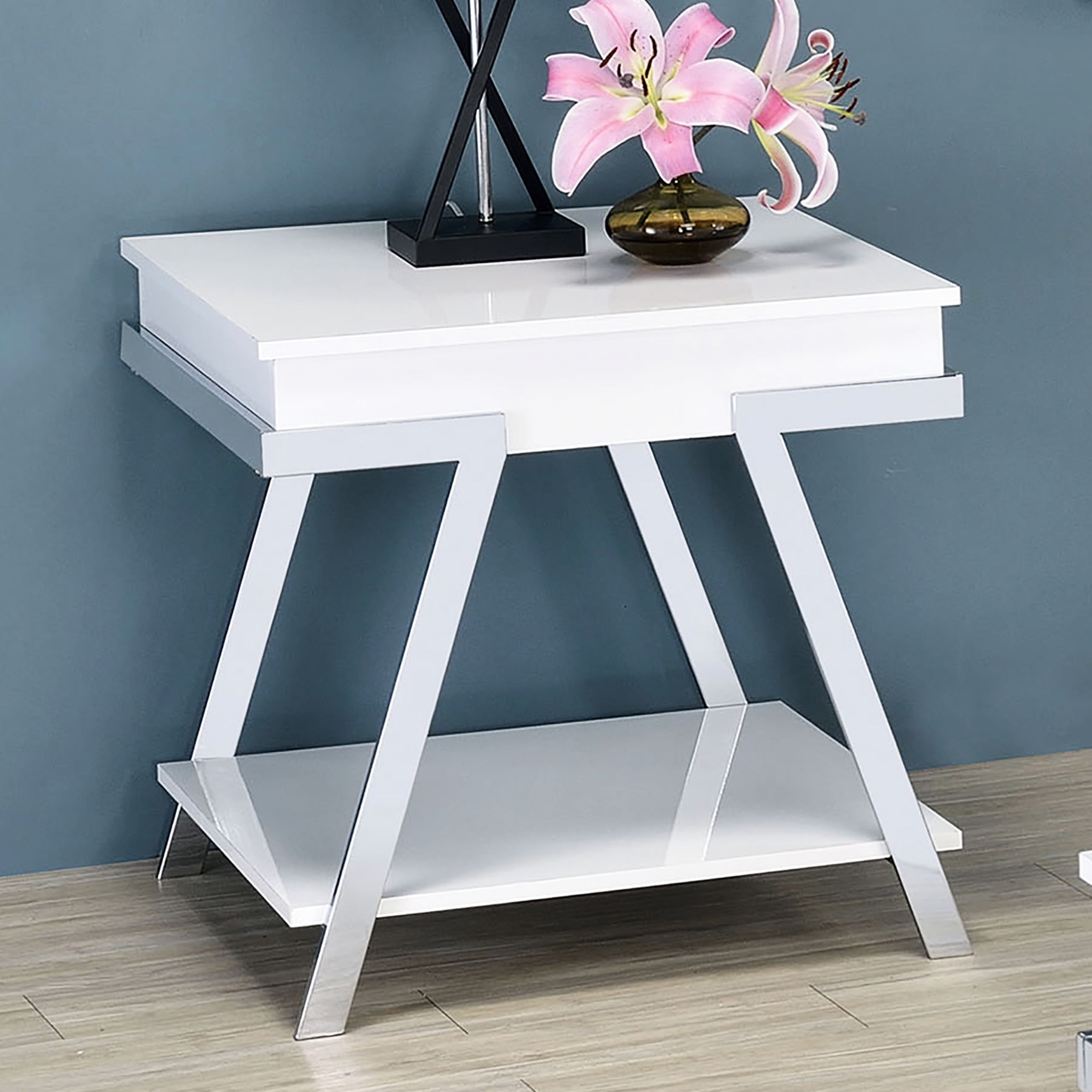 Contemporary Style End Table+High Gloss Finish”-“Living Room Ambiance ...