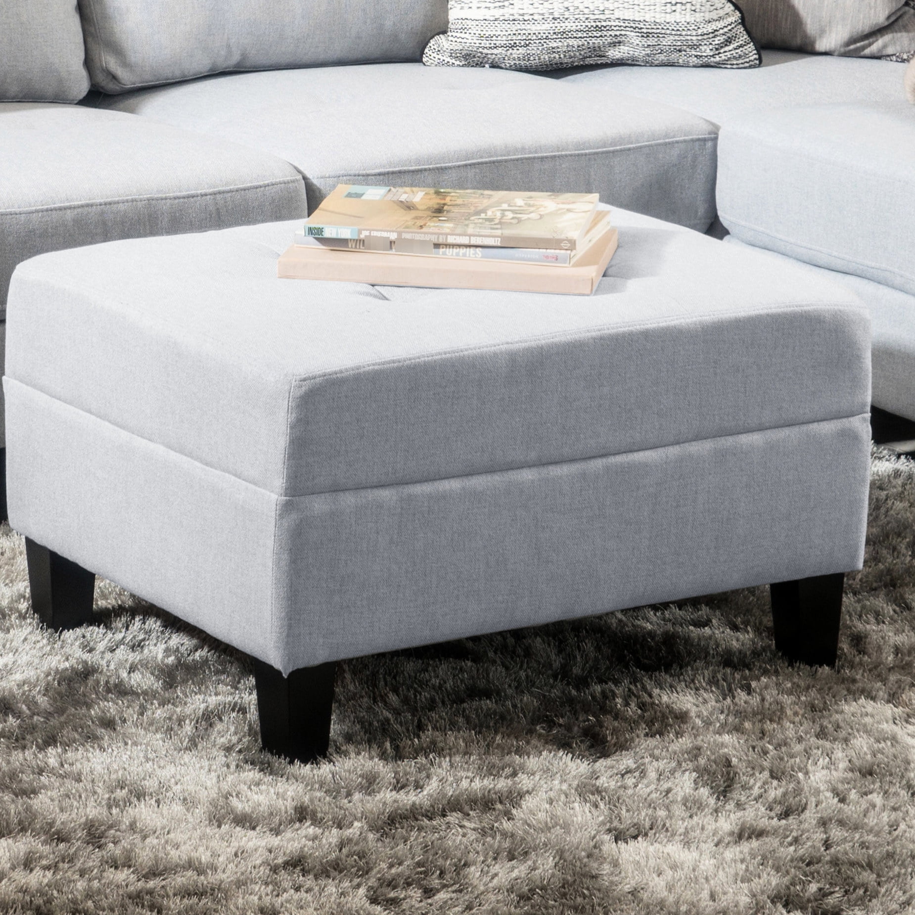 Contemporary Style Footstool Ottoman+Smooth Surface”-“Living Room Decor ...