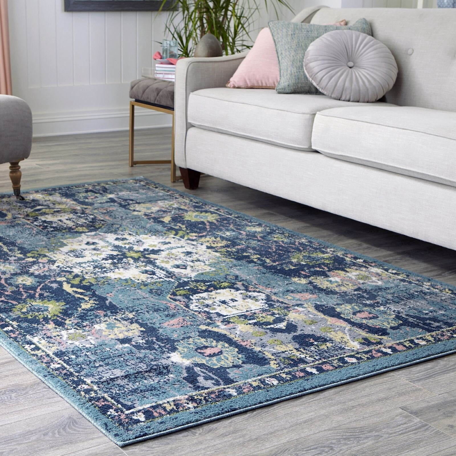 Contemporary Synnove Collection Area Rug 4'x6' - Navy Blue - Walmart.com