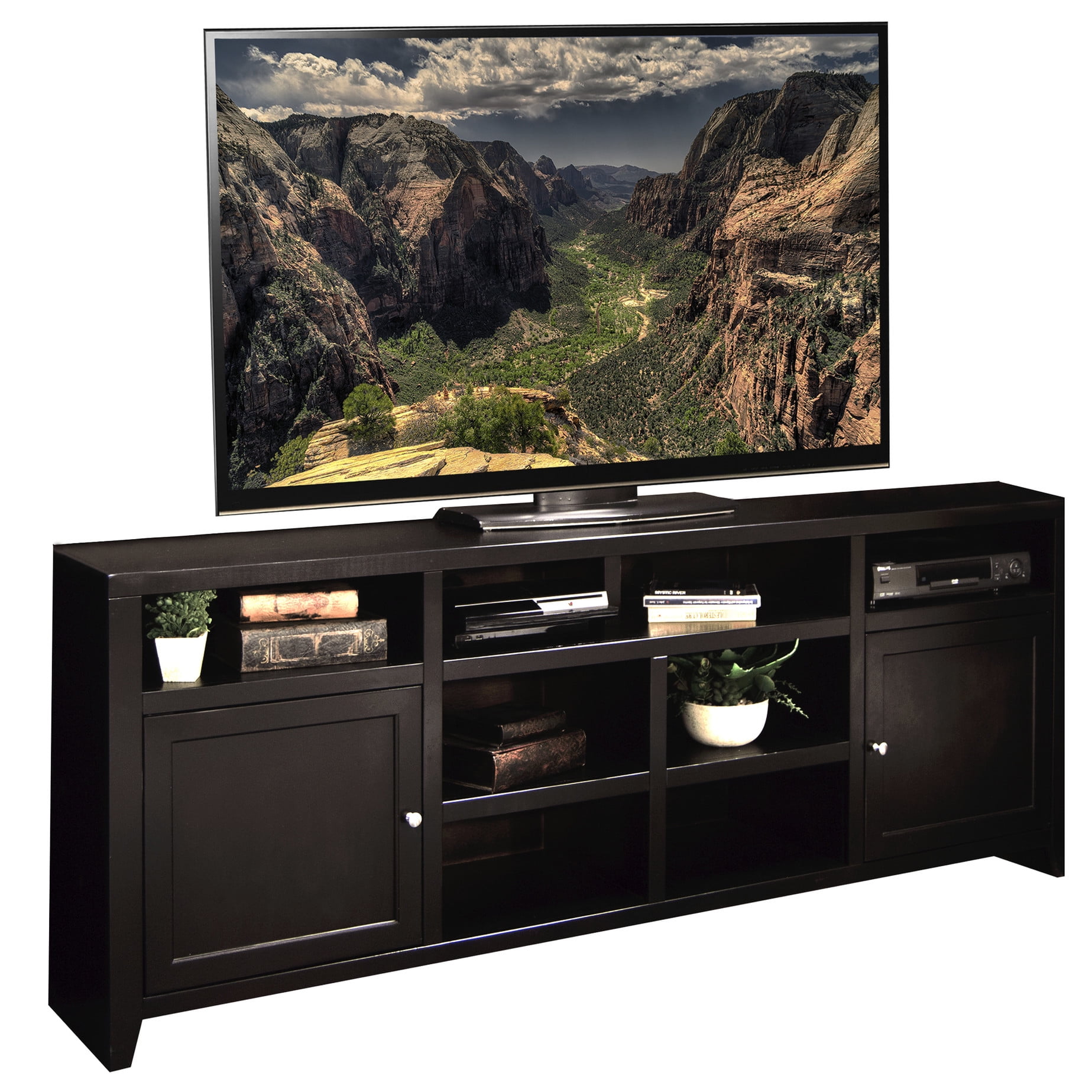 Contemporary TV Stand | Accommodates Large TVs, Gaming Console Storage ...