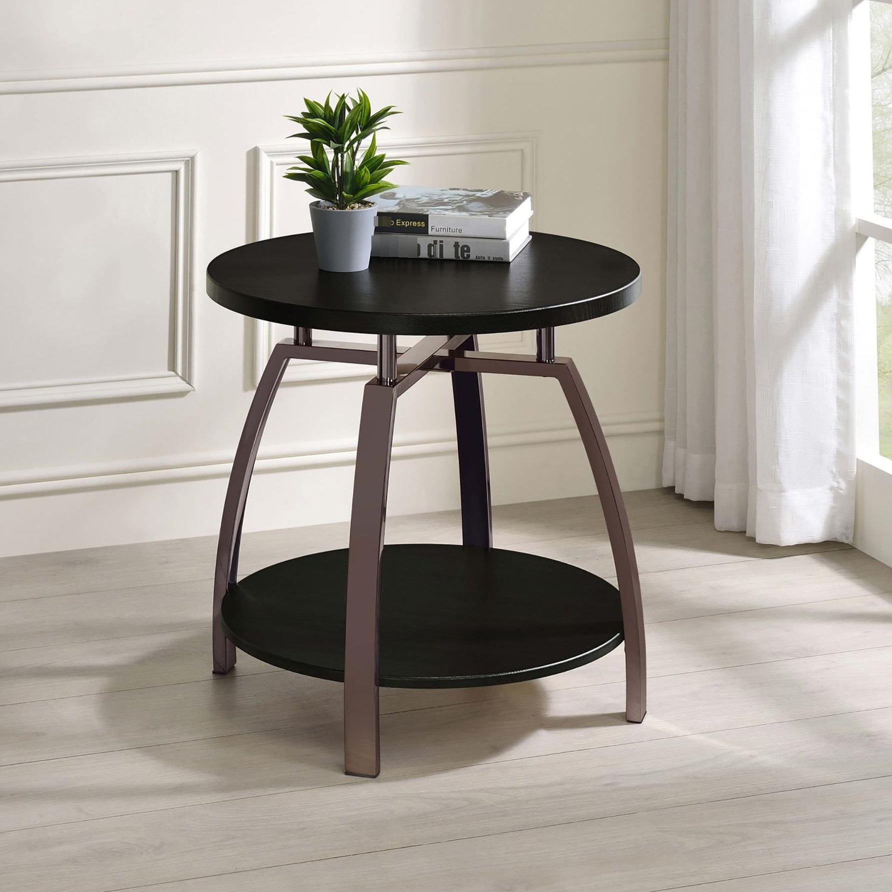 Contemporary Table with Dark Finish | Shelf for Decor Display | Perfect ...
