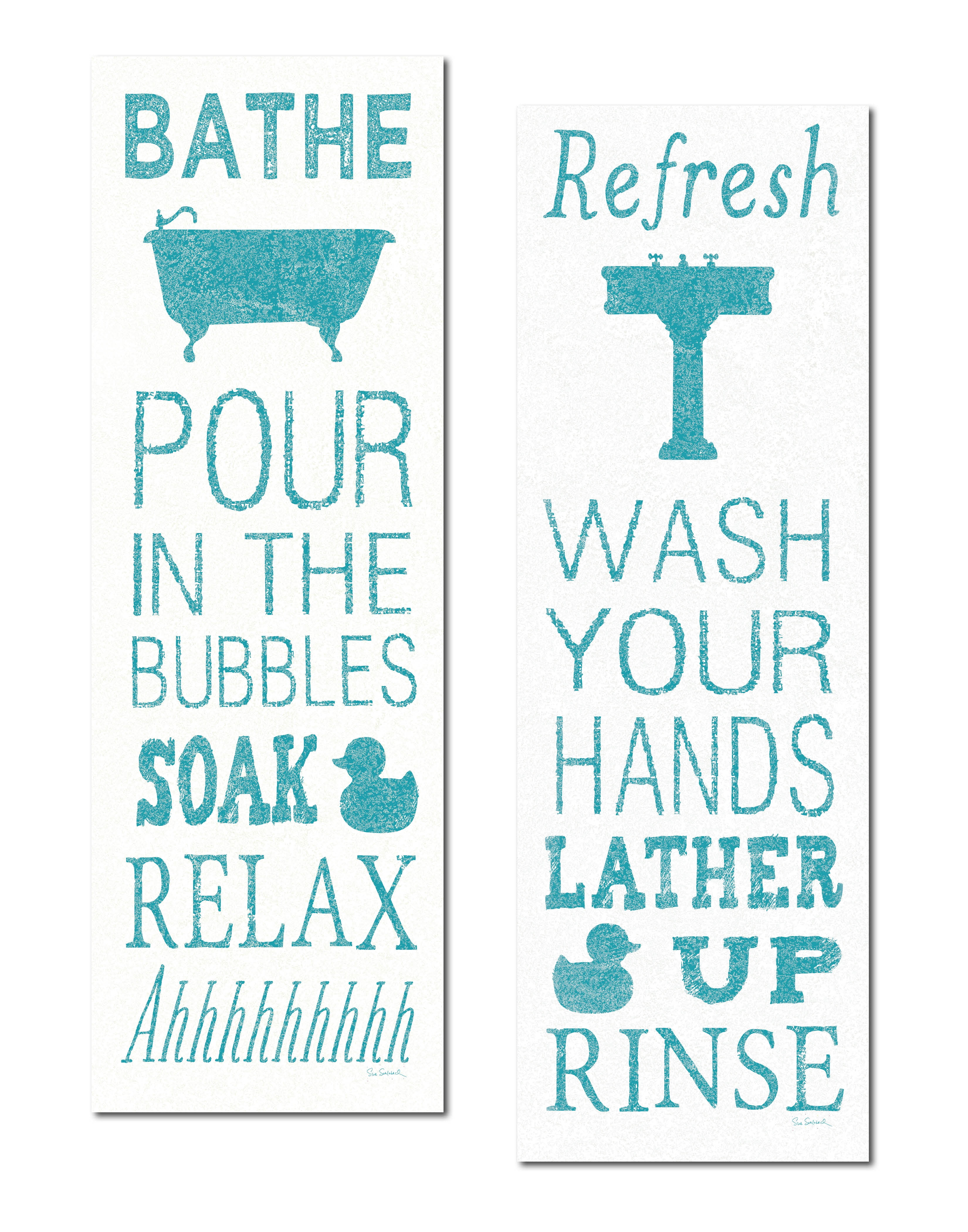 Contemporary Teal and Cream Typography Bath and Sink Rules Set ...