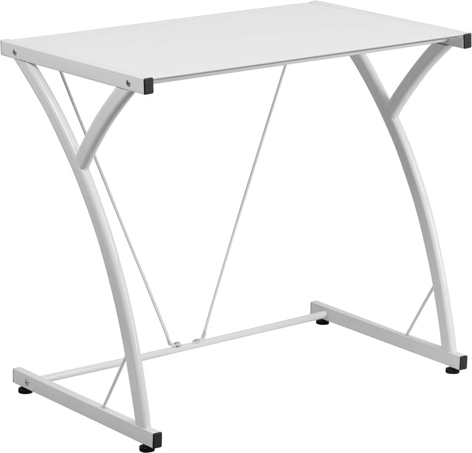 Contemporary Tempered White Glass Computer Desk with Matching Frame ...