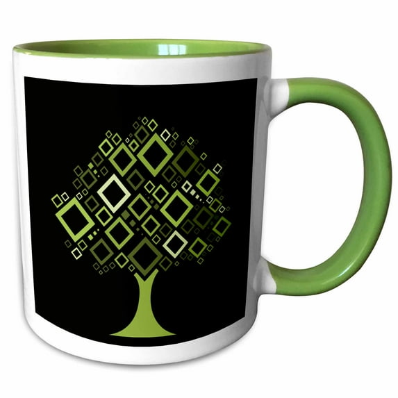 3drose, Contemporary Tree with Diamond Shaped Leaves in Green Against a ...