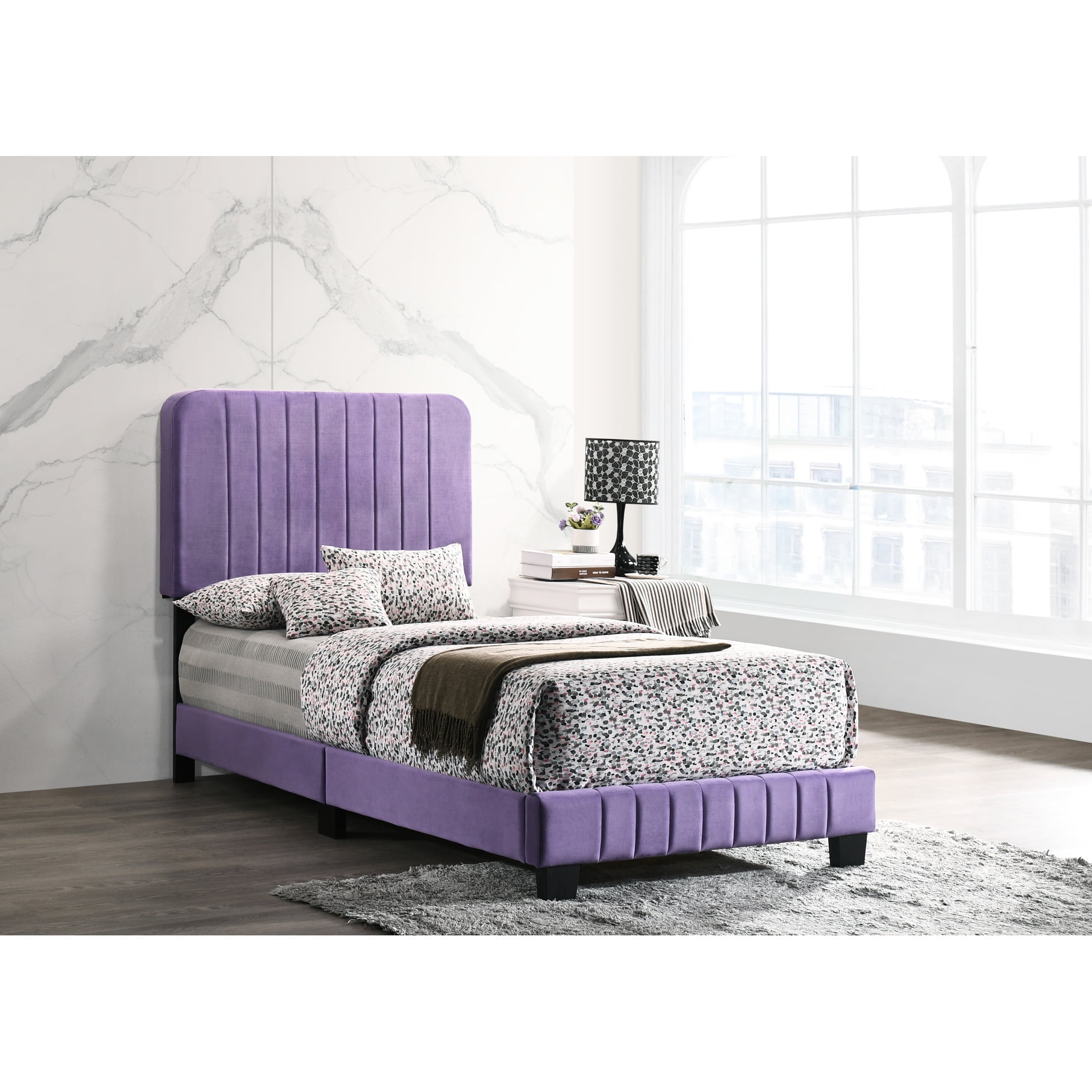 Contemporary Twin Bed In Flamboyant Purple - Frame For Relaxing Night ...