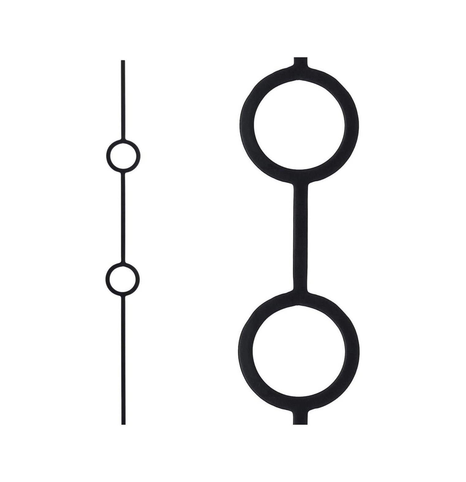 Contemporary Two Ring Stair Iron Balusters (Contractor Pack of 10) Modern Hollow Double Ring ...