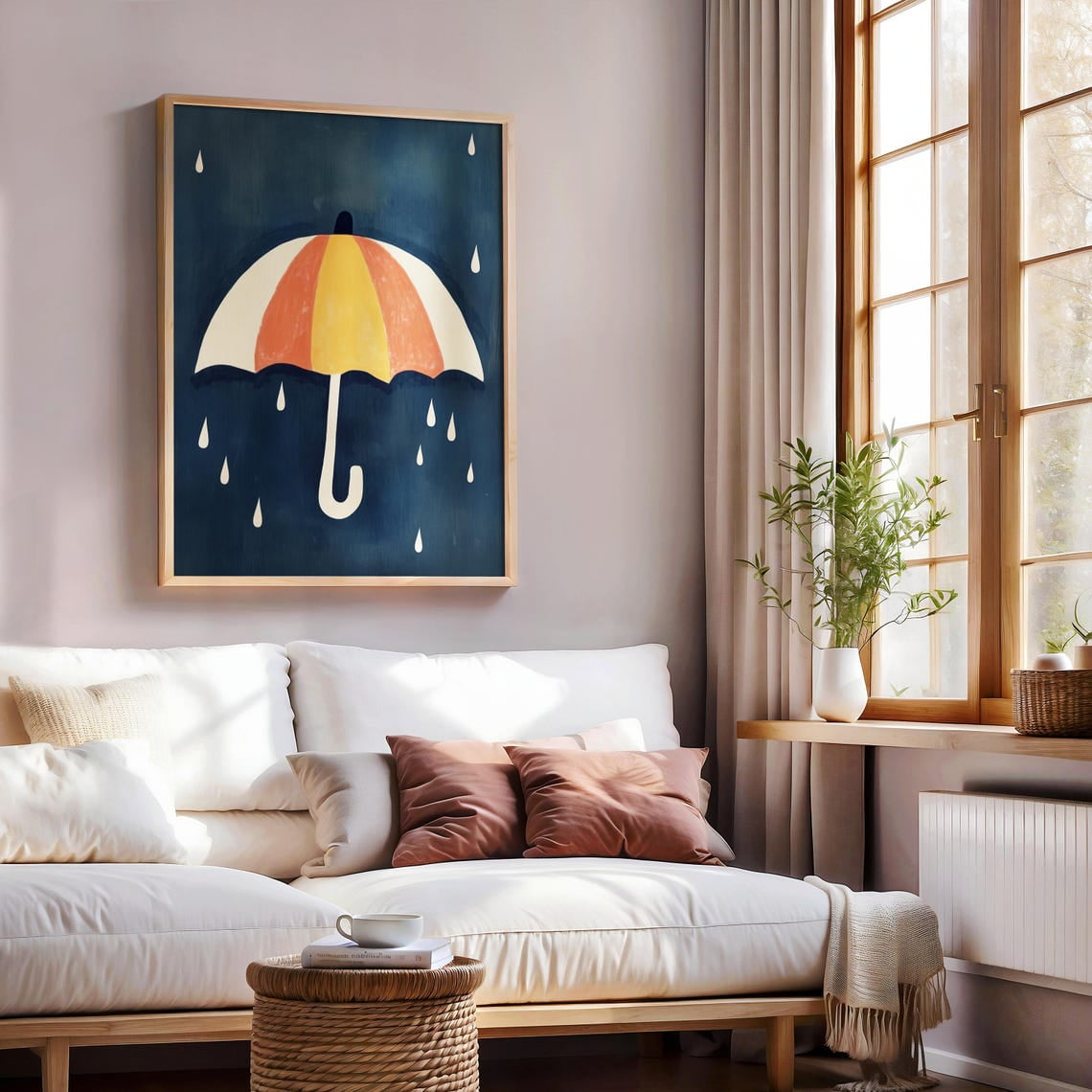Contemporary Umbrella Print, Colorful Weather Wall Art, Trendy Colors ...