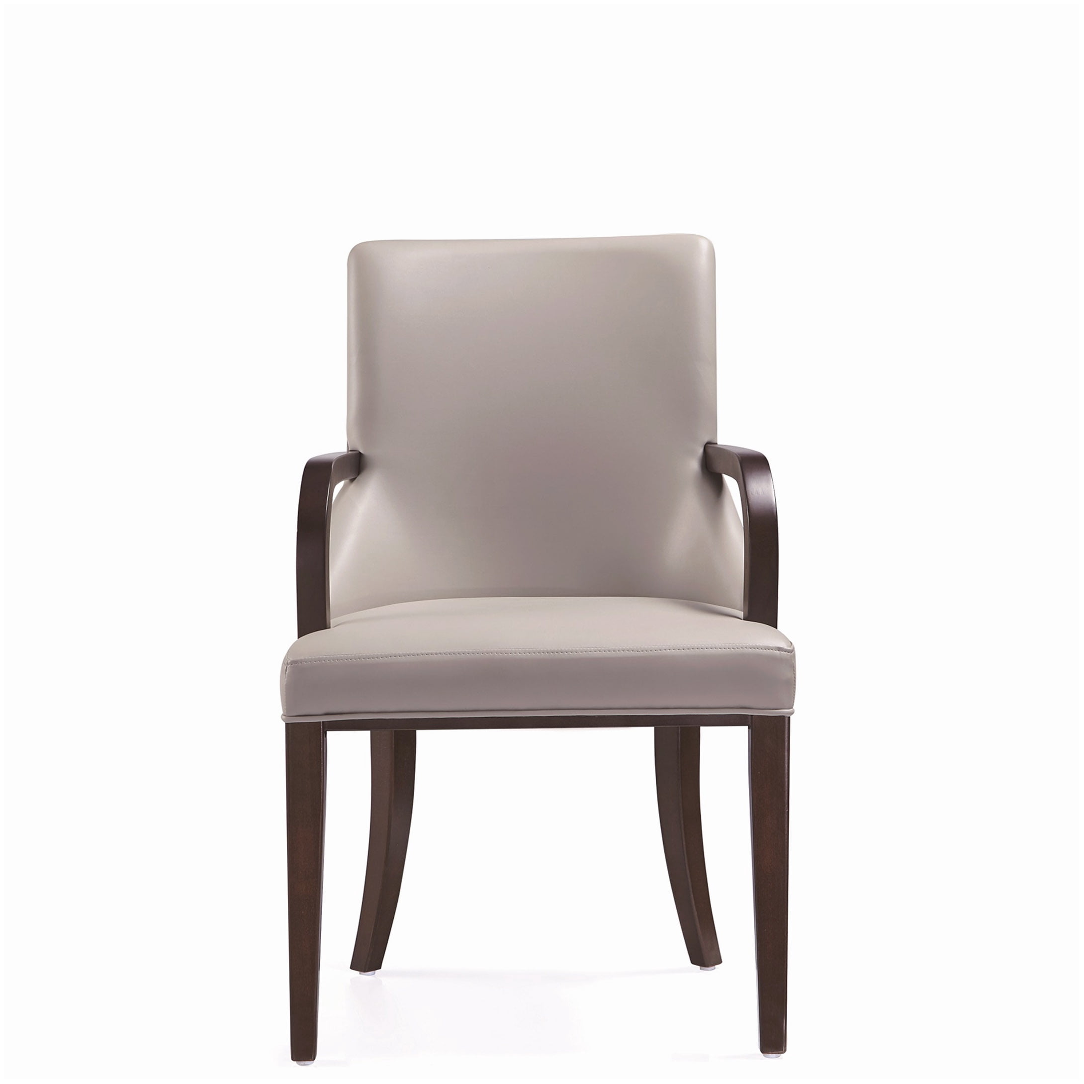 Contemporary Upholstered Armchair, Light Grey with Dark Wood Legs, No ...