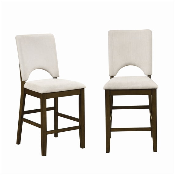 Contemporary Upholstered Bar Chairs, Set of 2 in Beige Fabric, Comfort ...