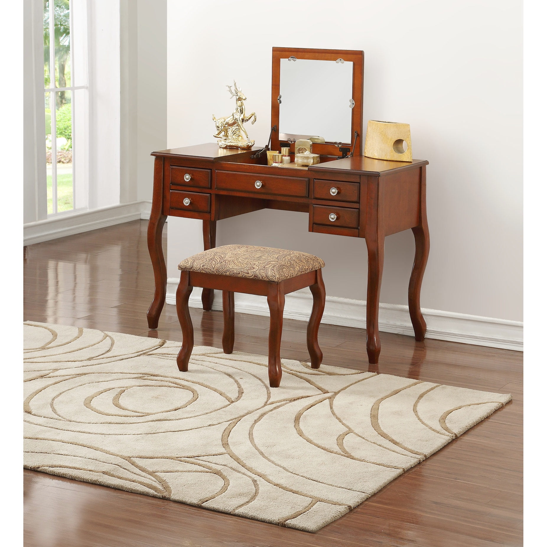 Contemporary Vanity Set with Stool | Bedroom Essential for Morning ...