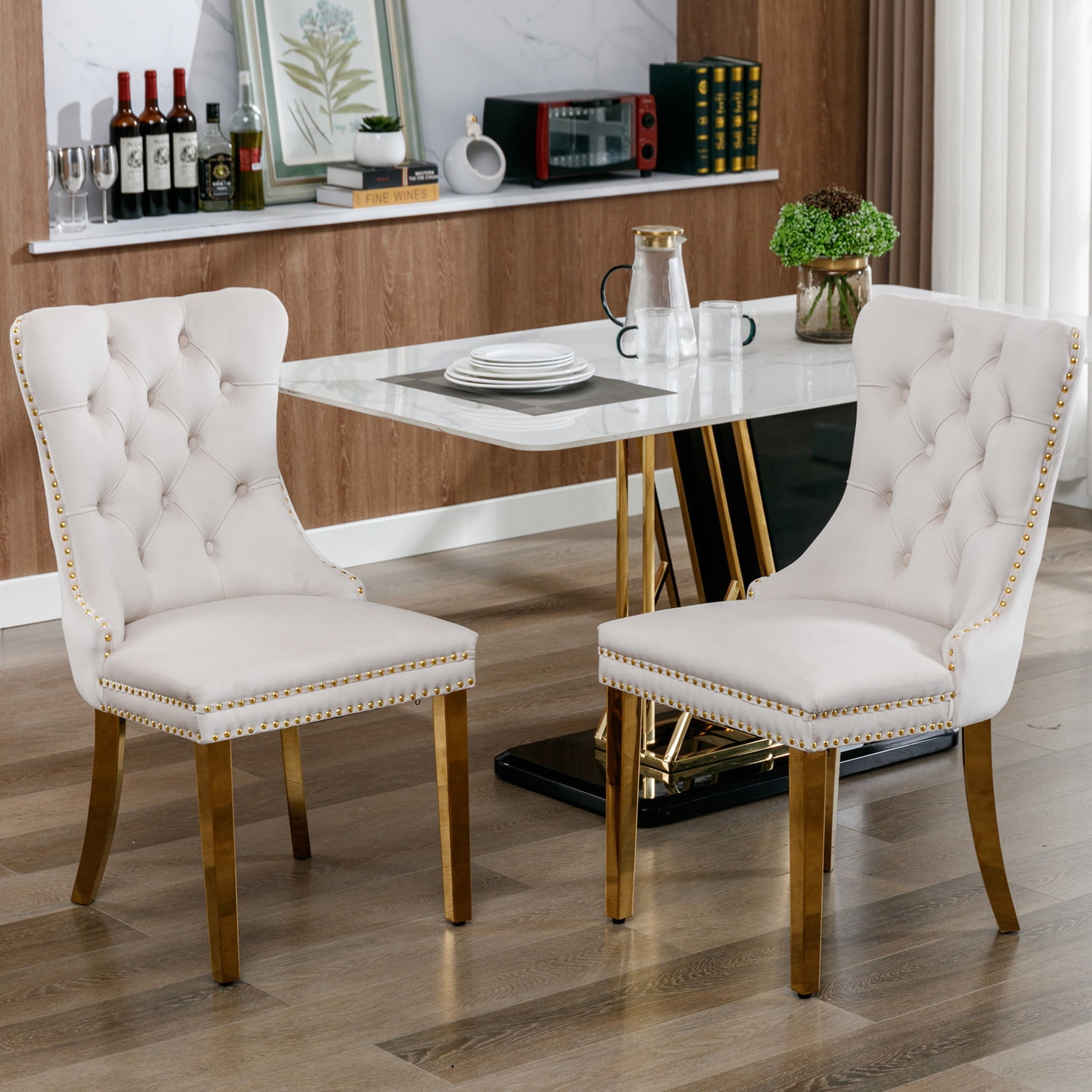 Contemporary Velvet Seating+Gold - plated Legs”-“Formal Dinners/Casual ...