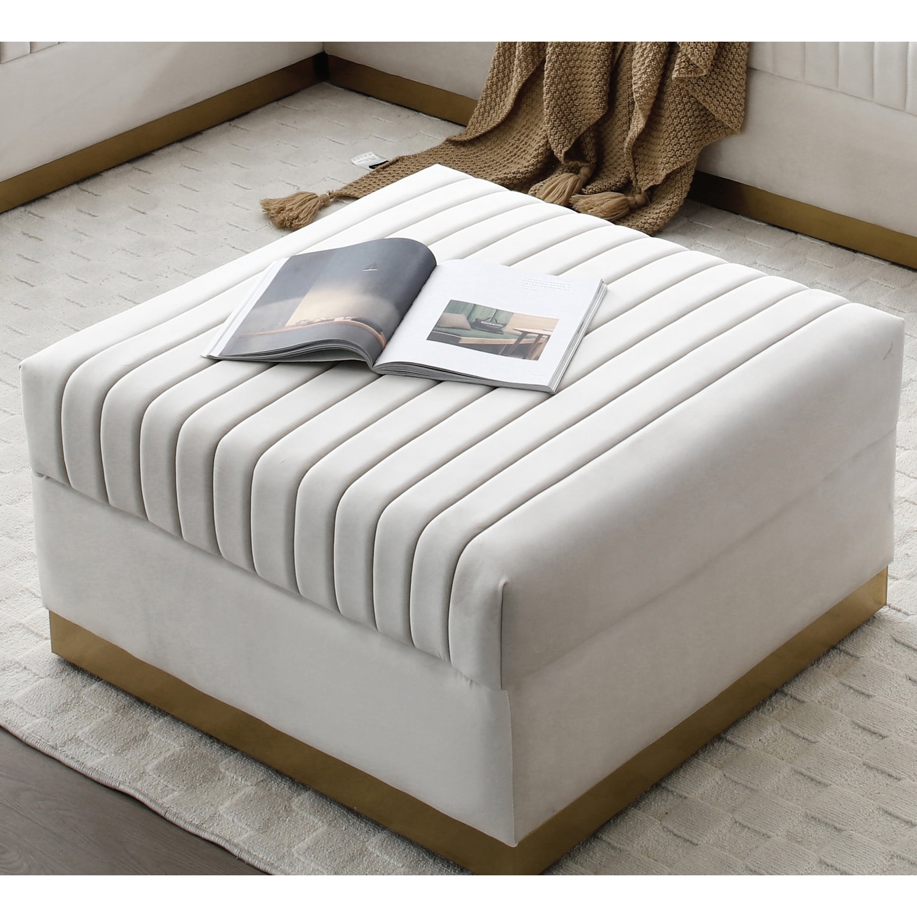 Contemporary Vertical Channel Ottoman | Soft Velvet for Cozy Spaces ...