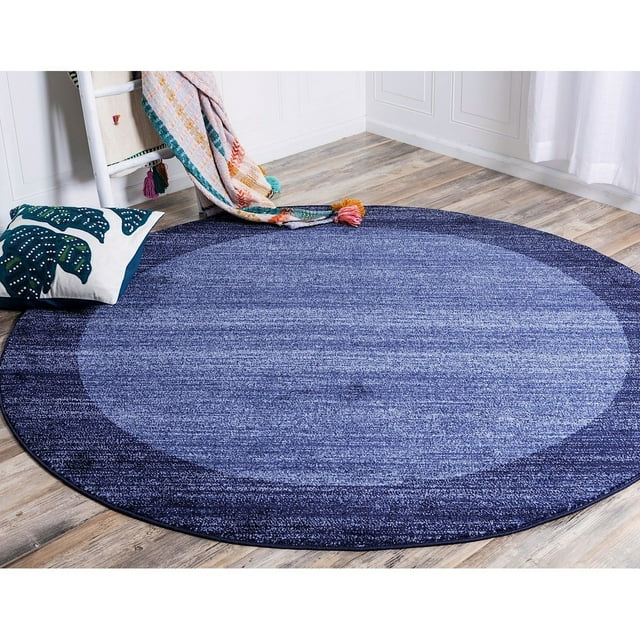 Contemporary Weby Collection Area Rug 6' Round - Navy Blue - Walmart.com