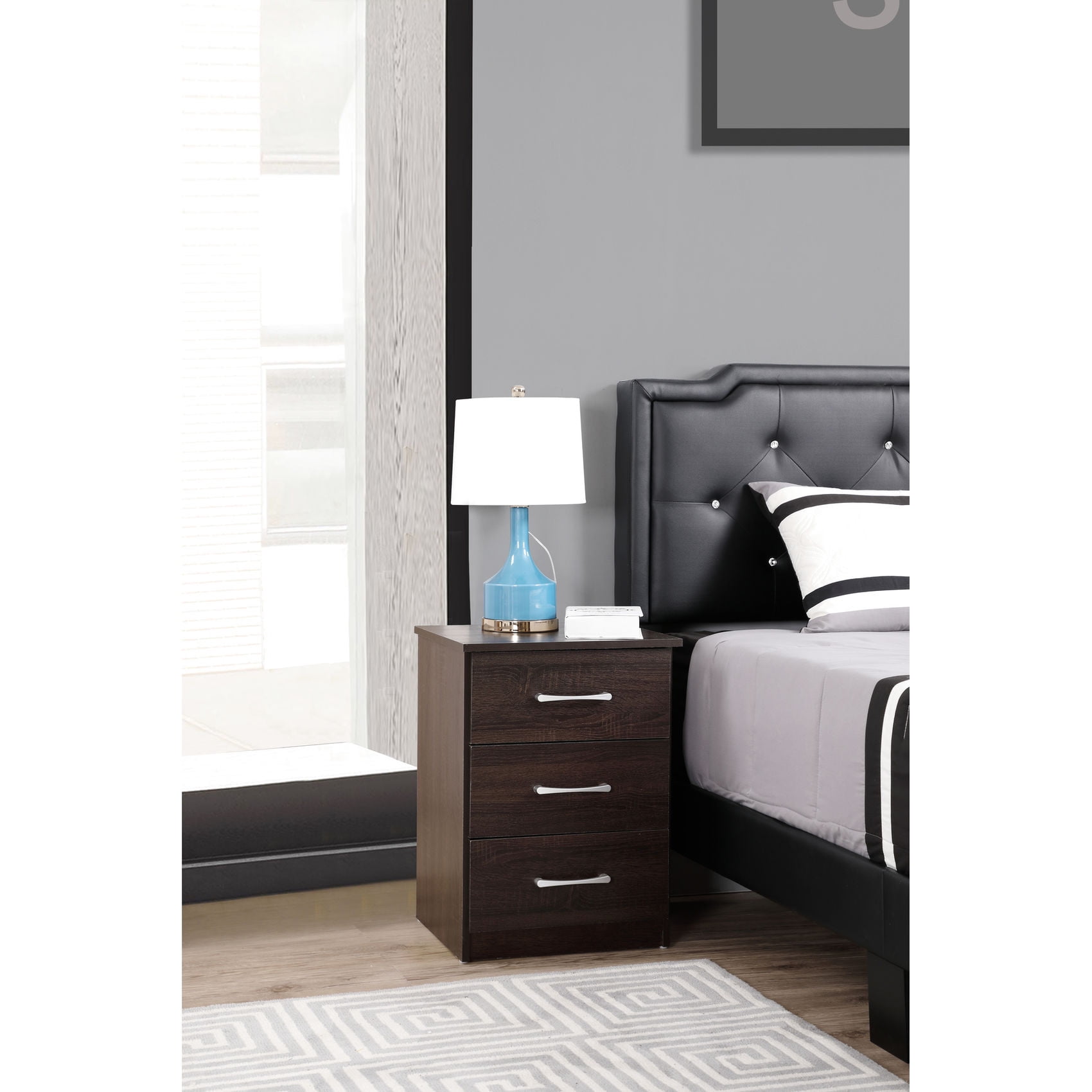 Contemporary Wenge - look Nightstand with Drawer / Convenient Storage ...