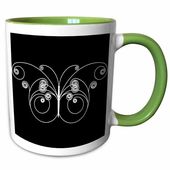 3drose, Contemporary White Butterfly Against a Black Background, 11oz ...