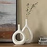 Contemporary White Ceramic Unique Shaped Flower Table Vase Centerpiece ...
