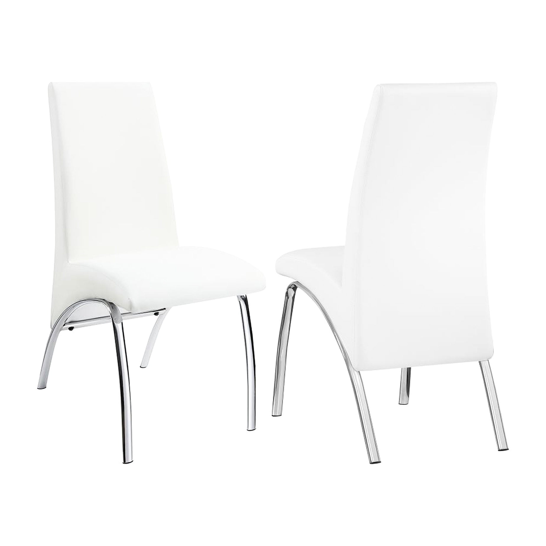 Contemporary White Leatherette Parson Side Chairs, Chrome Leg Finish ...