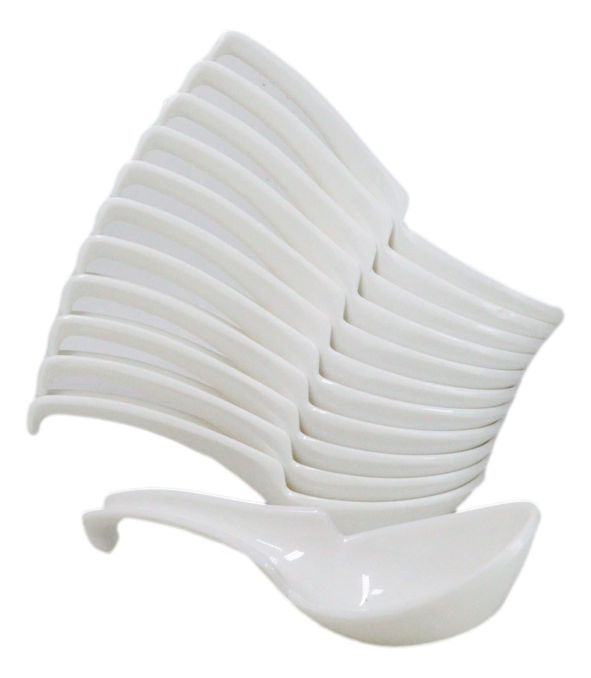Contemporary White Melamine Asian Soup Spoons With Ladle Hook & Notch ...