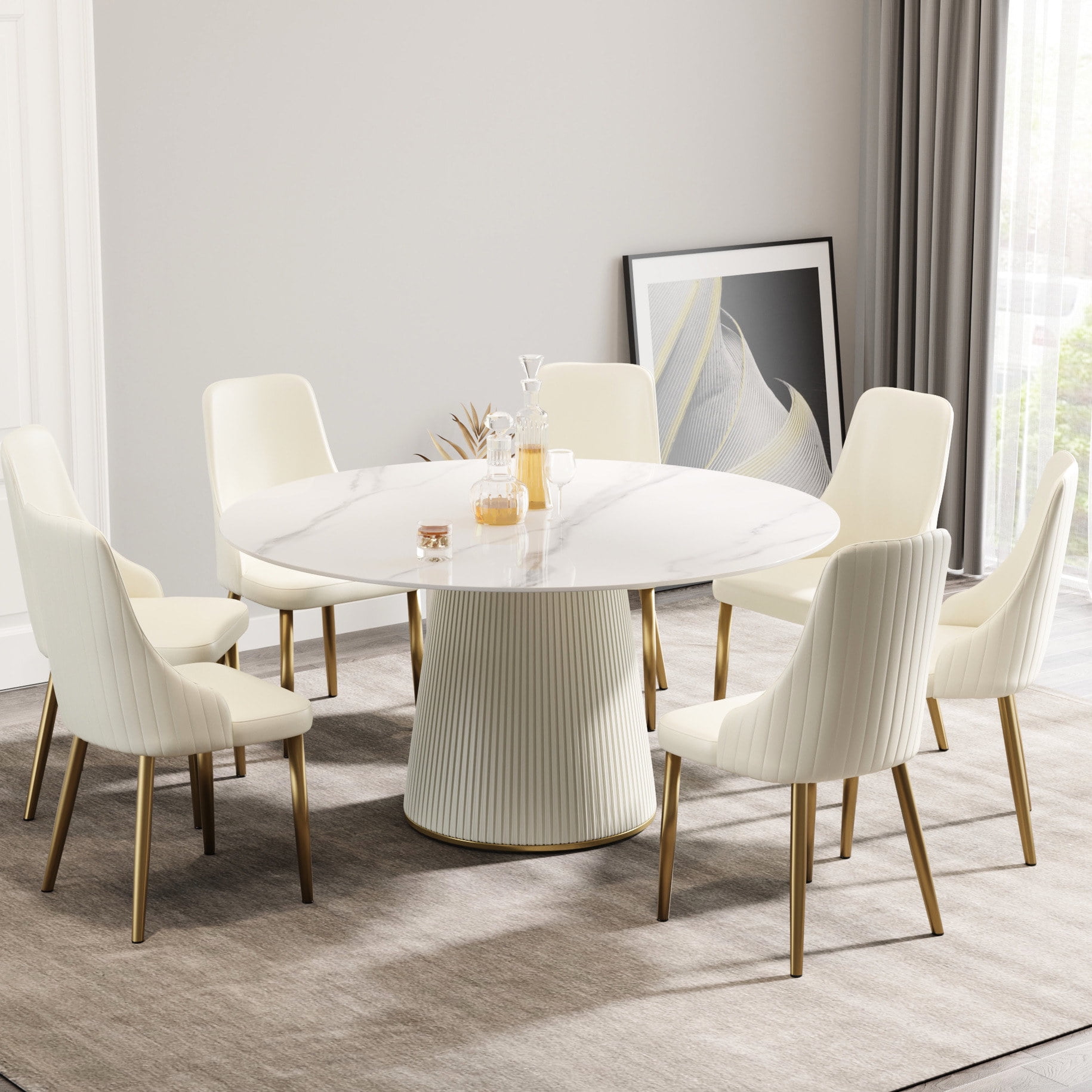 Contemporary White Round Dining Table | For 8 People Dining | Sintered ...
