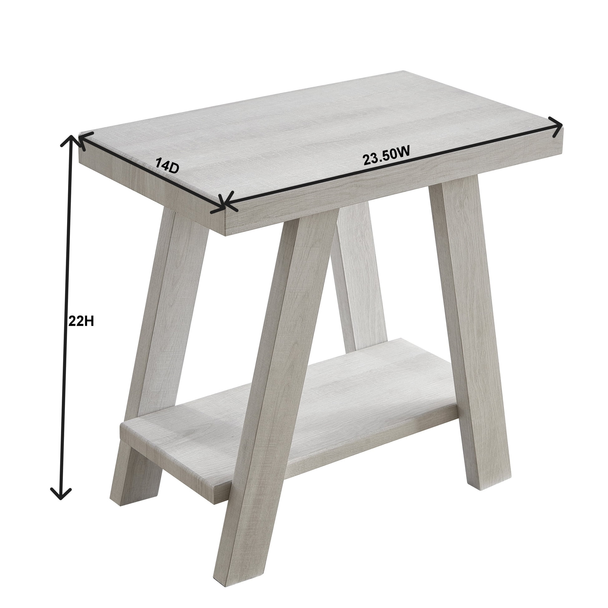 Contemporary White Side Table With Wood Shelf For Storage - Hardwood ...