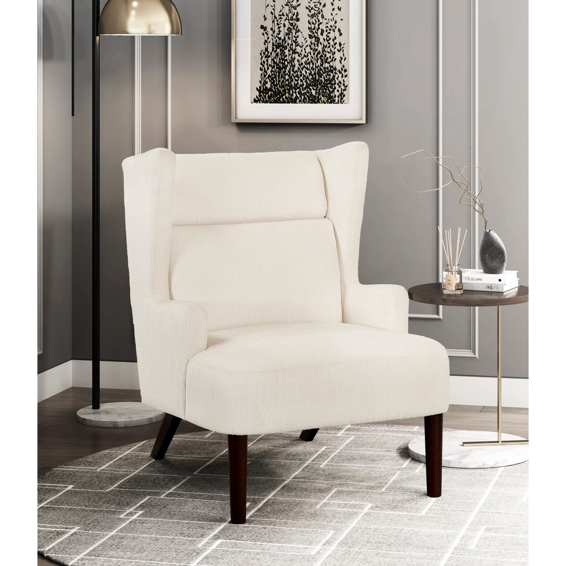Contemporary Wingback Chair in Beige Color Scheme | Great for Relaxing ...