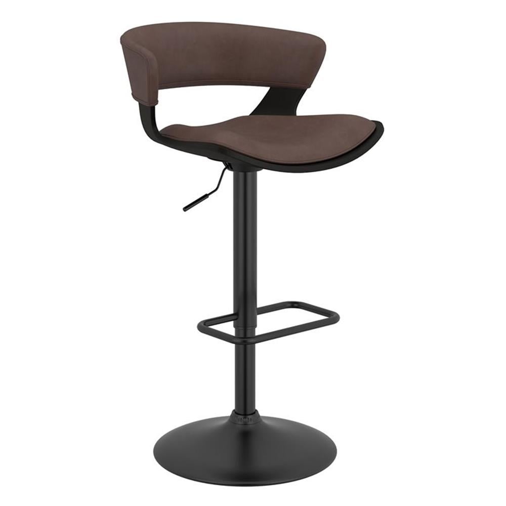 Contemporary Wood and Faux Leather Adjustable Air Lift Stool Brown and ...