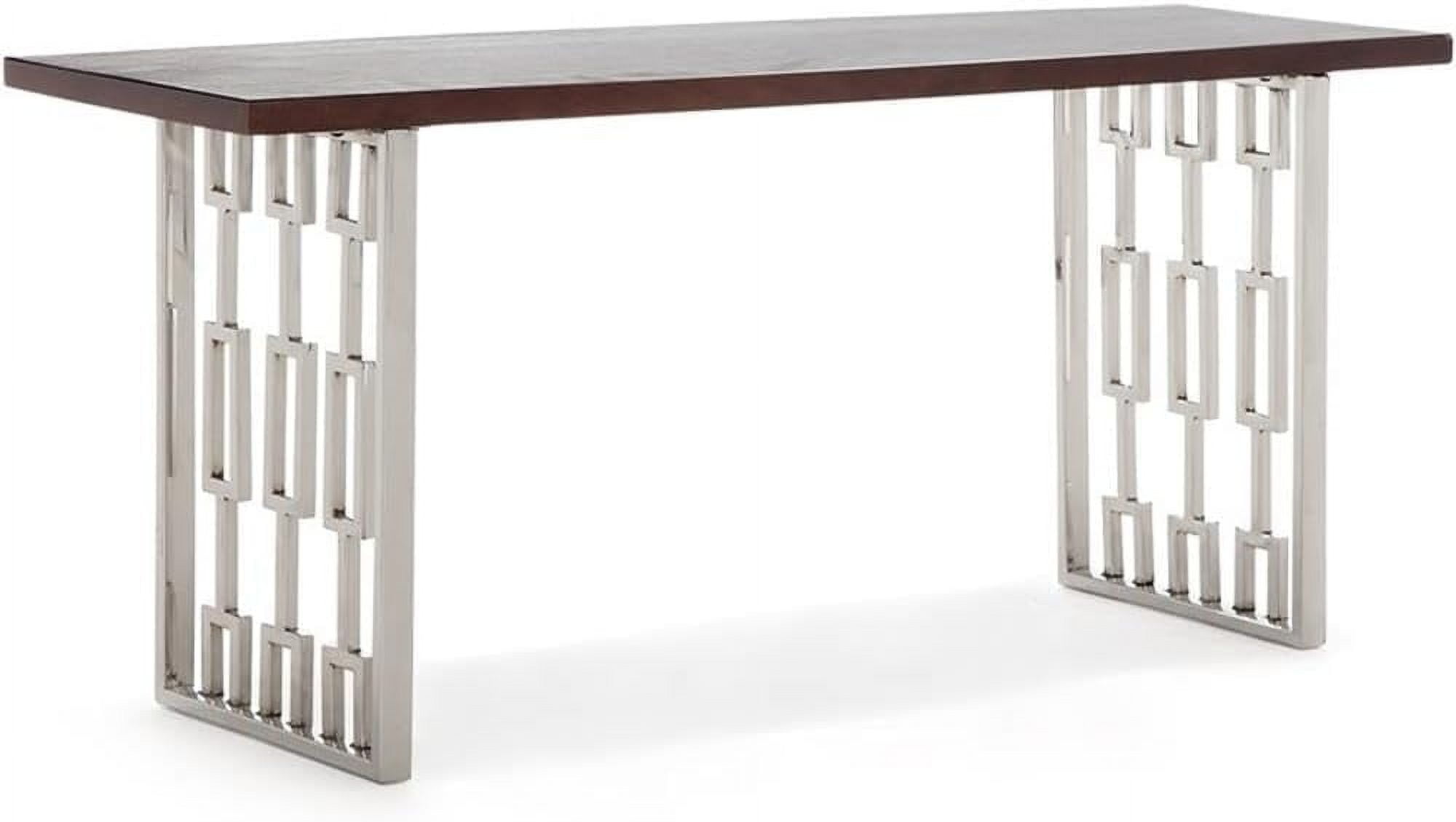 Contemporary Wood and Silver Metal Bench Modern Living Room Furniture ...