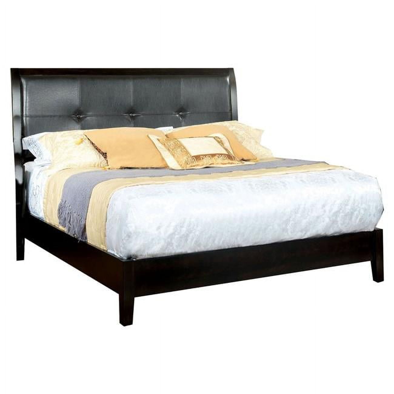 Contemporary Wooden Full Size Bed with Button Tufted Headboard, Black ...