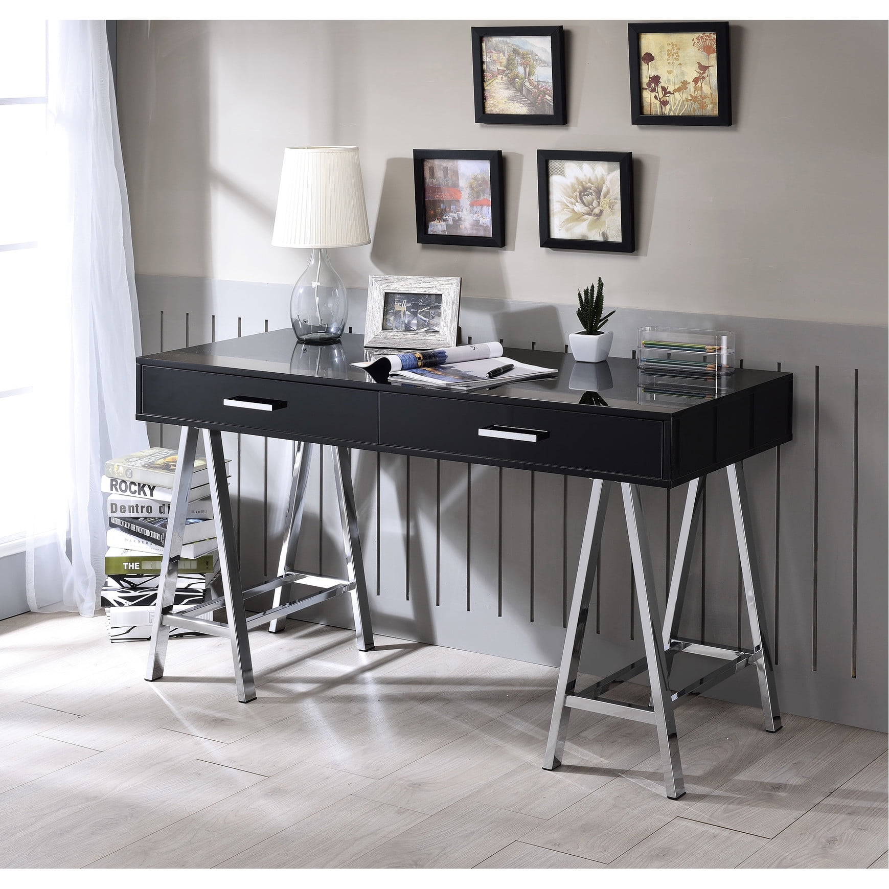 Contemporary Writing Desk with USB Port and Drawers - Office Efficiency ...