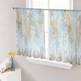 Contemporary Yellow Blue Tree Semi Sheer Curtains 54 Inch Length 2 ...